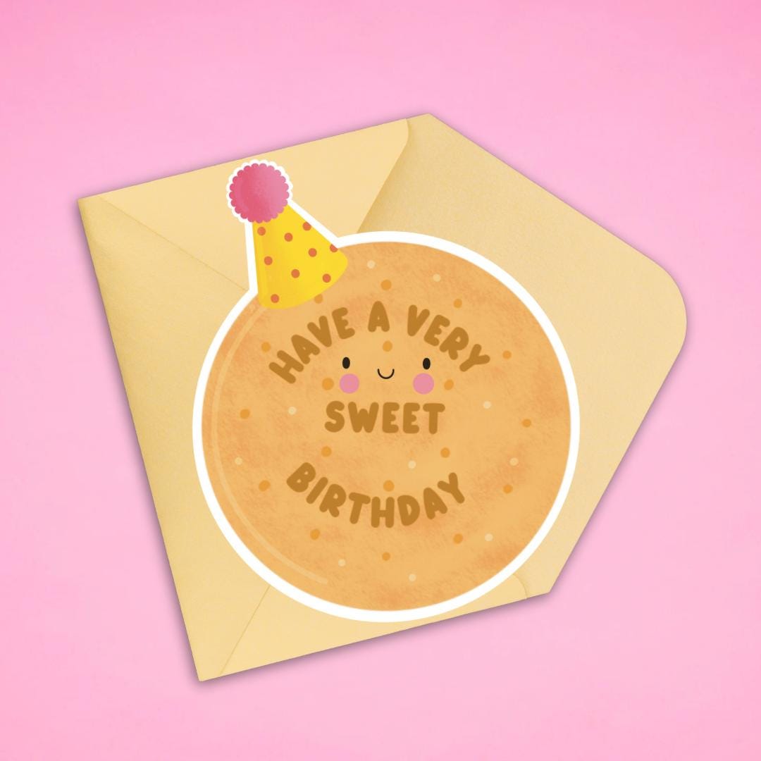 Sweet Biscuit Birthday Card – Cute Die-cut Cookie Card, Kawaii Birthday ...