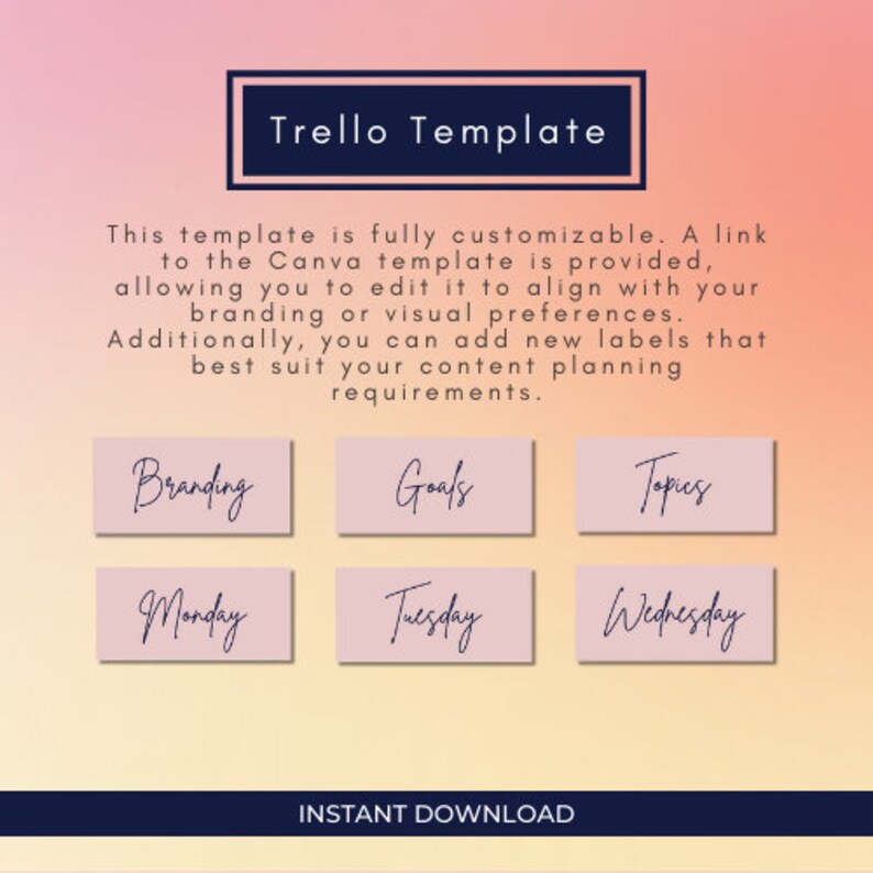 Weekly Content Calendar Trello Template - Etsy