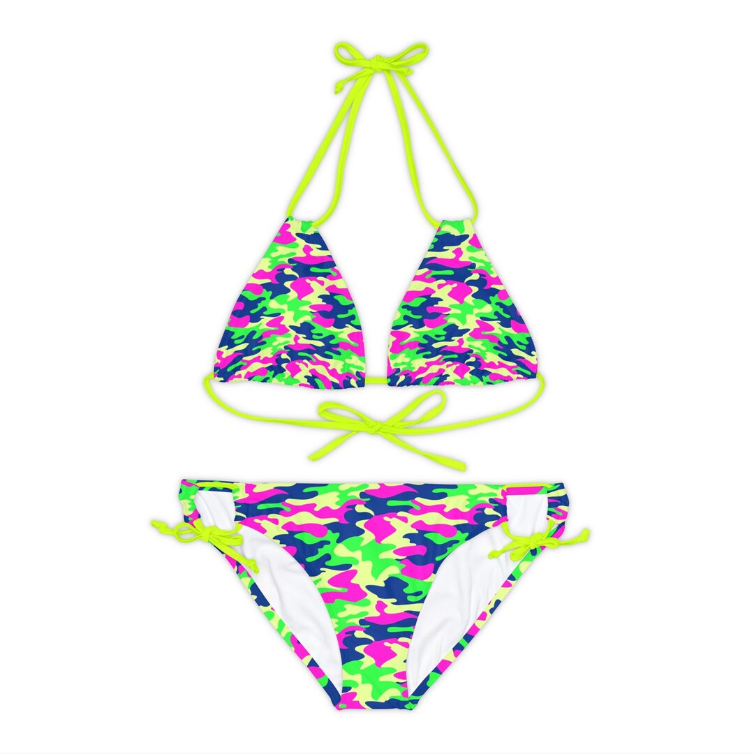 Neon Barbie Jungle Camo Bikini Vibrant Cute Summer Gift for Pretty Fit ...