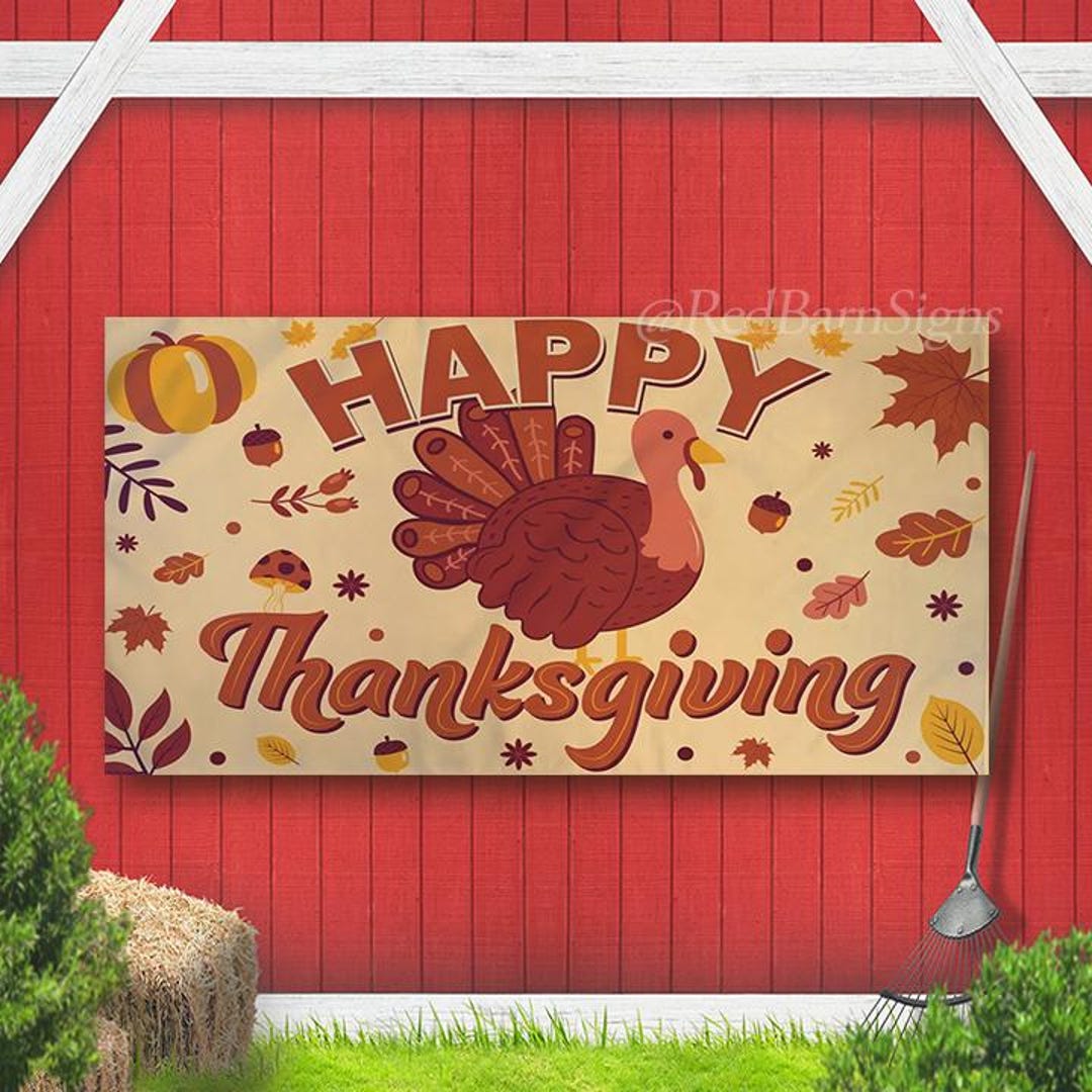 Happy Thanksgiving Fall Turkey Flag Holiday House Flag Banner - Etsy