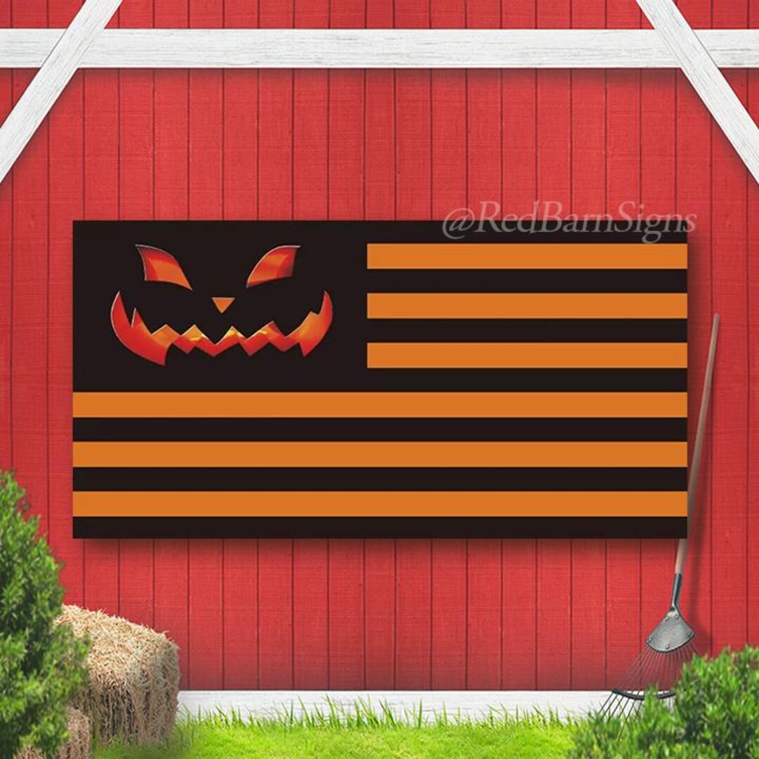 Scary Halloween Flags American Pumpkin Flag USA Banner - Etsy