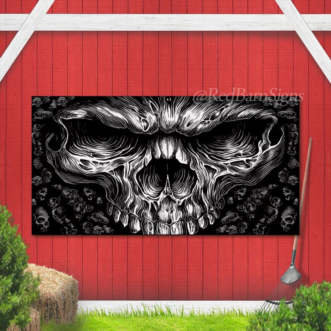 Biker Skulls Demon Face Motorcycle Flag Banner 100D W/ Grommets JC - Etsy