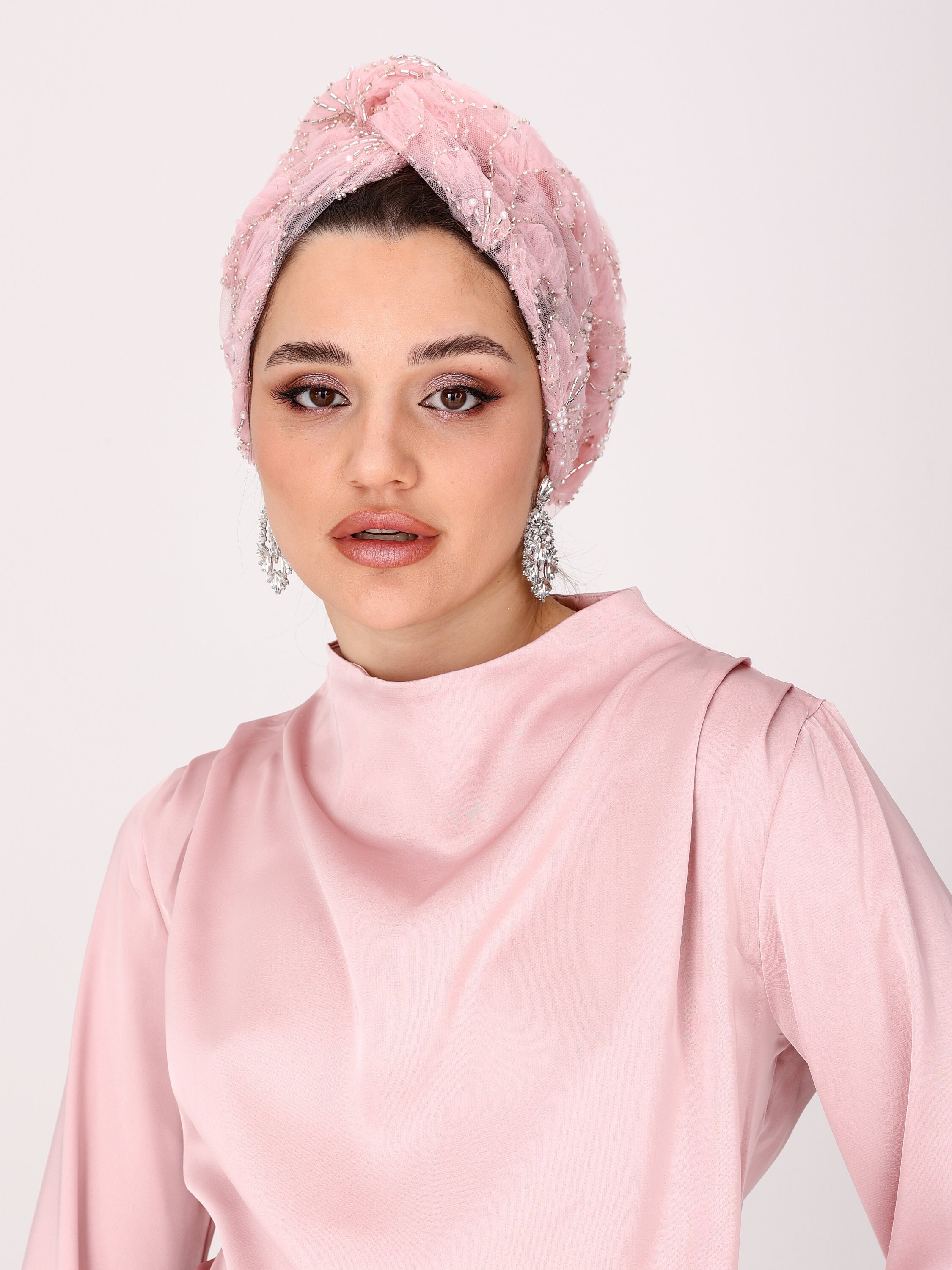 Wedding Fashion Turban, Vintage Turban, Tulle Turban Hat, Beaded Turban ...