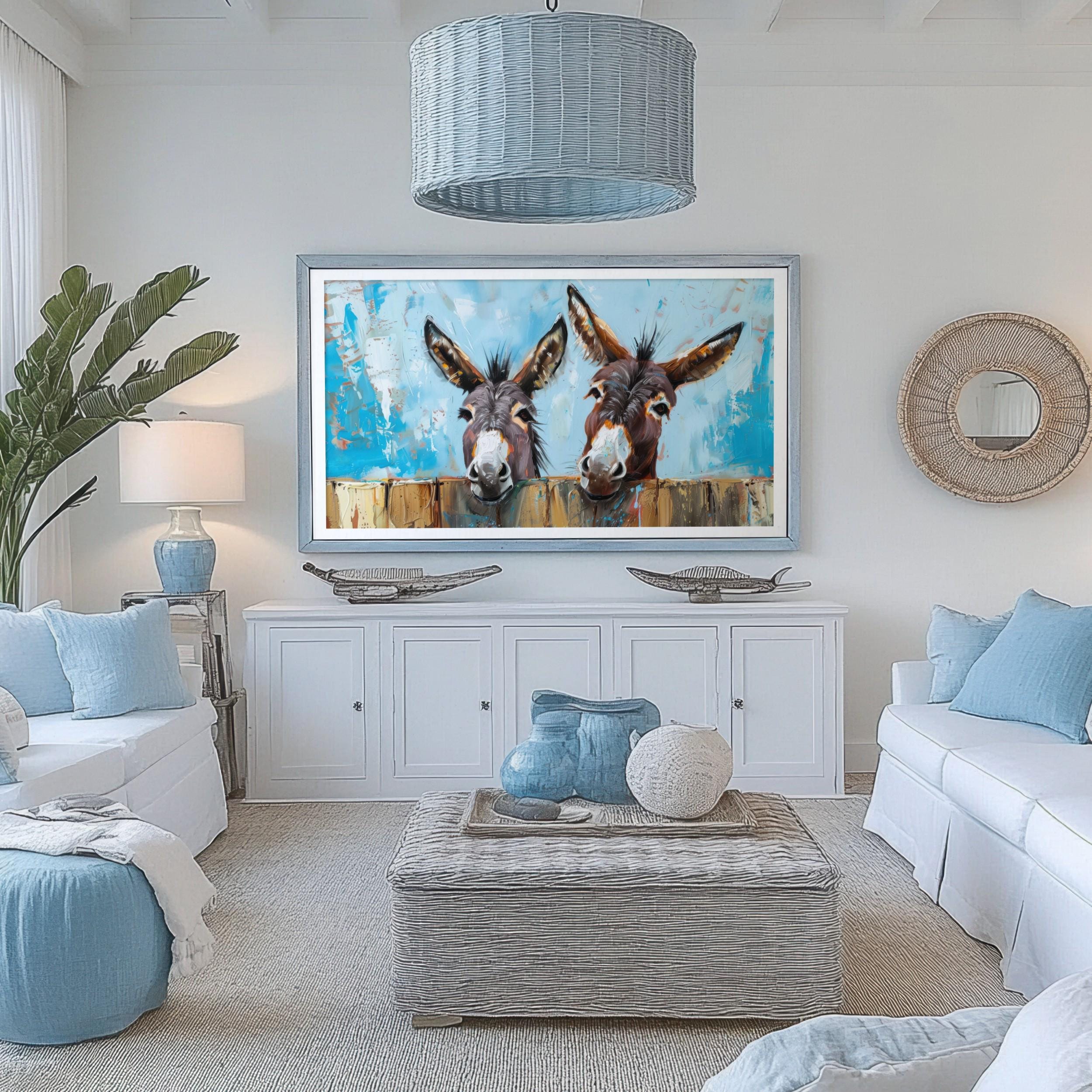 Cute Donkeys FRAME TV ART | Charming Whimsical Farm Animal Lover Summer ...