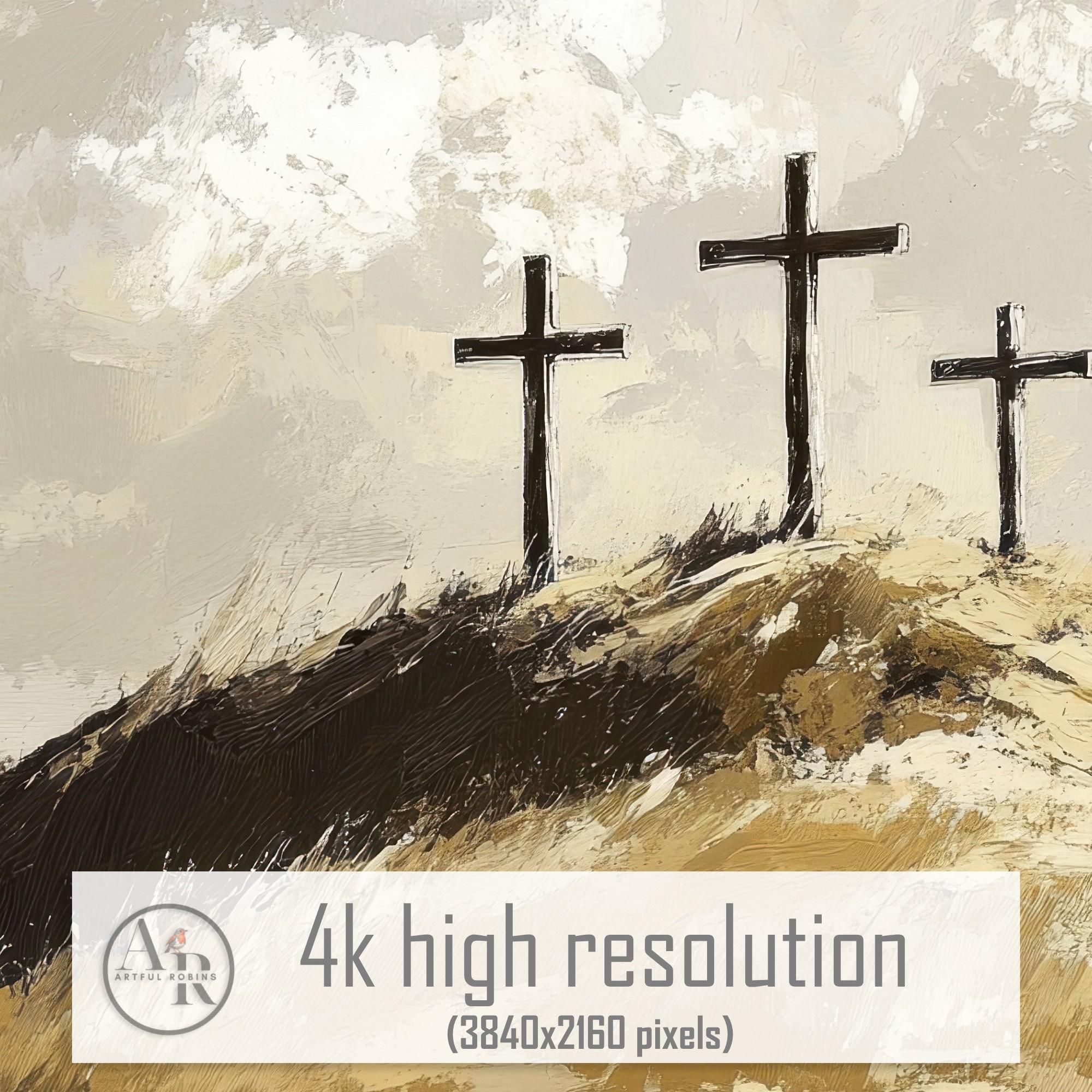 Three Crosses FRAME TV ART | Christian Easter Crucifixion Resurrection ...