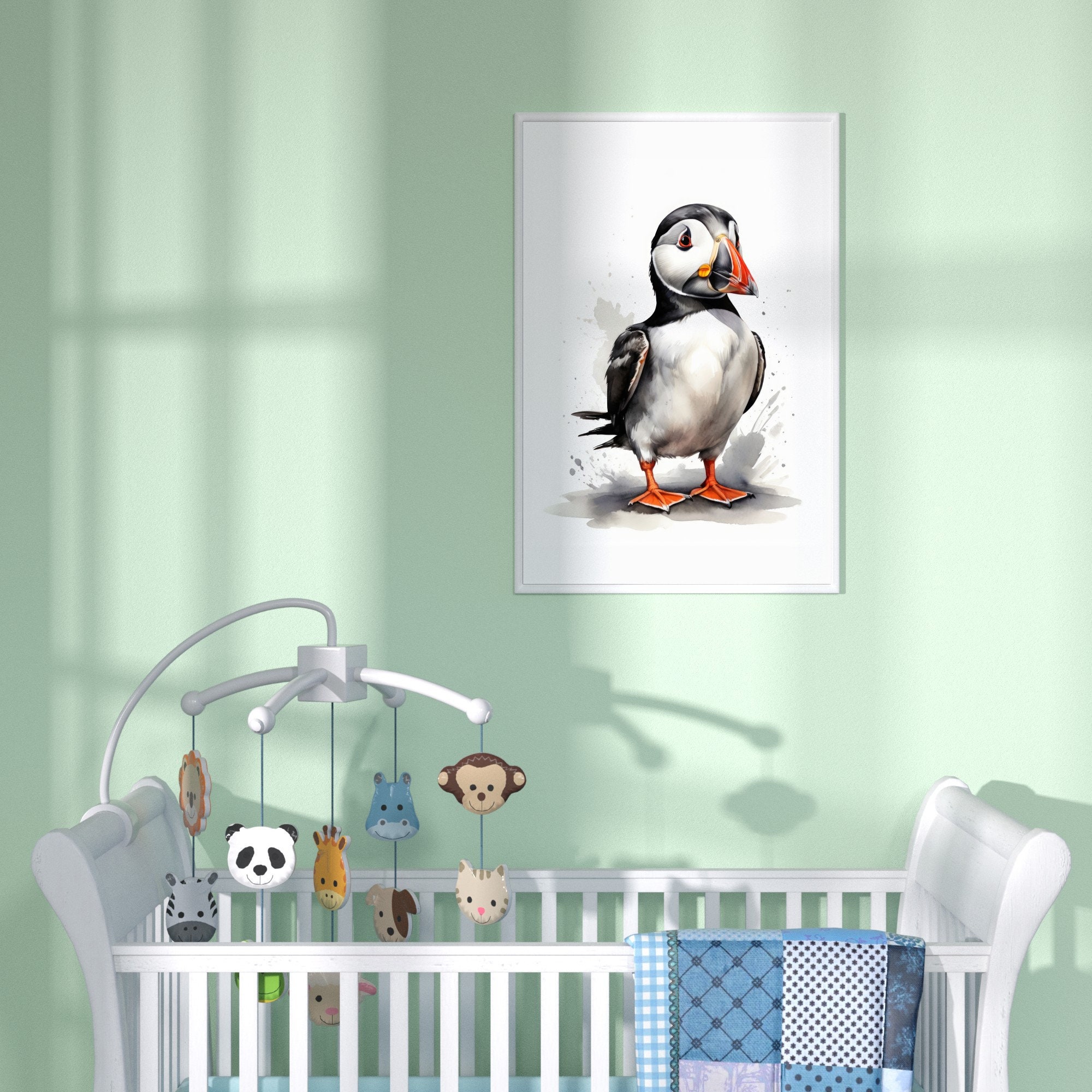 Puffin Wall Art, Puffin Printable Art, Cute Bird, Nursery Decor Digital ...