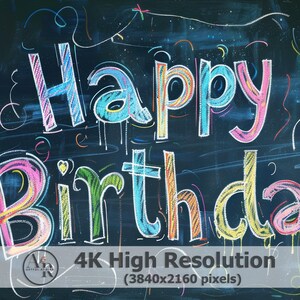 Happy Birthday Blackboard Balloons Chalkboard Frame TV Art | Perfect ...