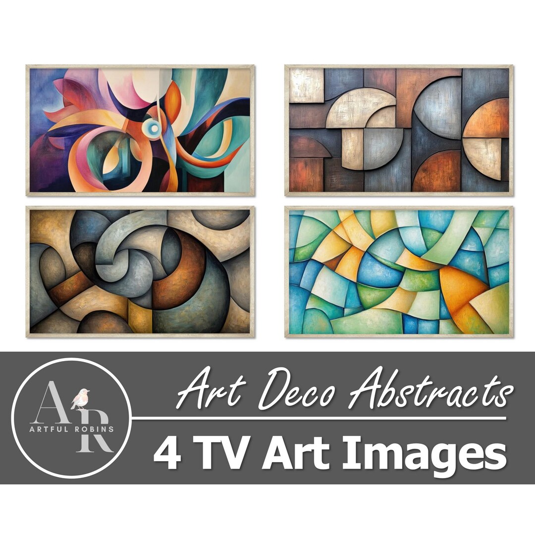 Art Deco Abstracts Frame TV Art Set | Geometric Retro Modern Bold Mid ...