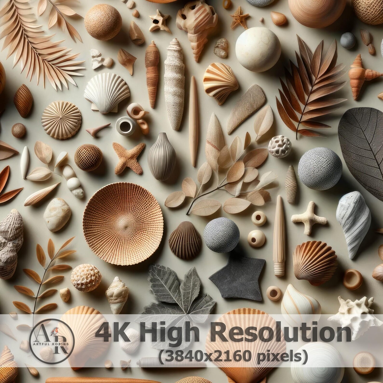Abstract Rustic Mosaic Shells & Leaves Frame TV Art | Earthy Tone ...