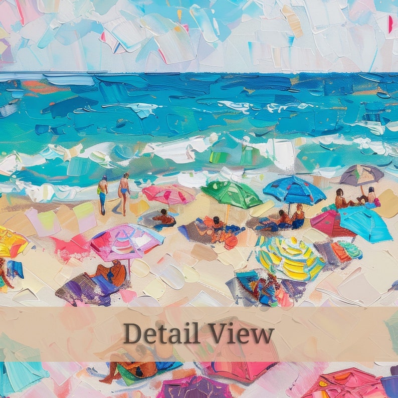 Vibrant Colorful Beach Scene Frame TV Art Summer Seaside Beach ...