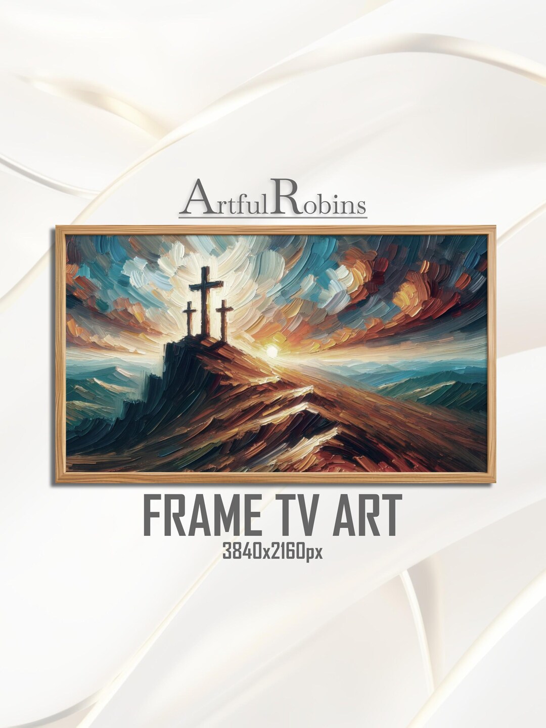 Christian Crosses FRAME TV ART | Dramatic Calvary Sunrise Inspirational ...