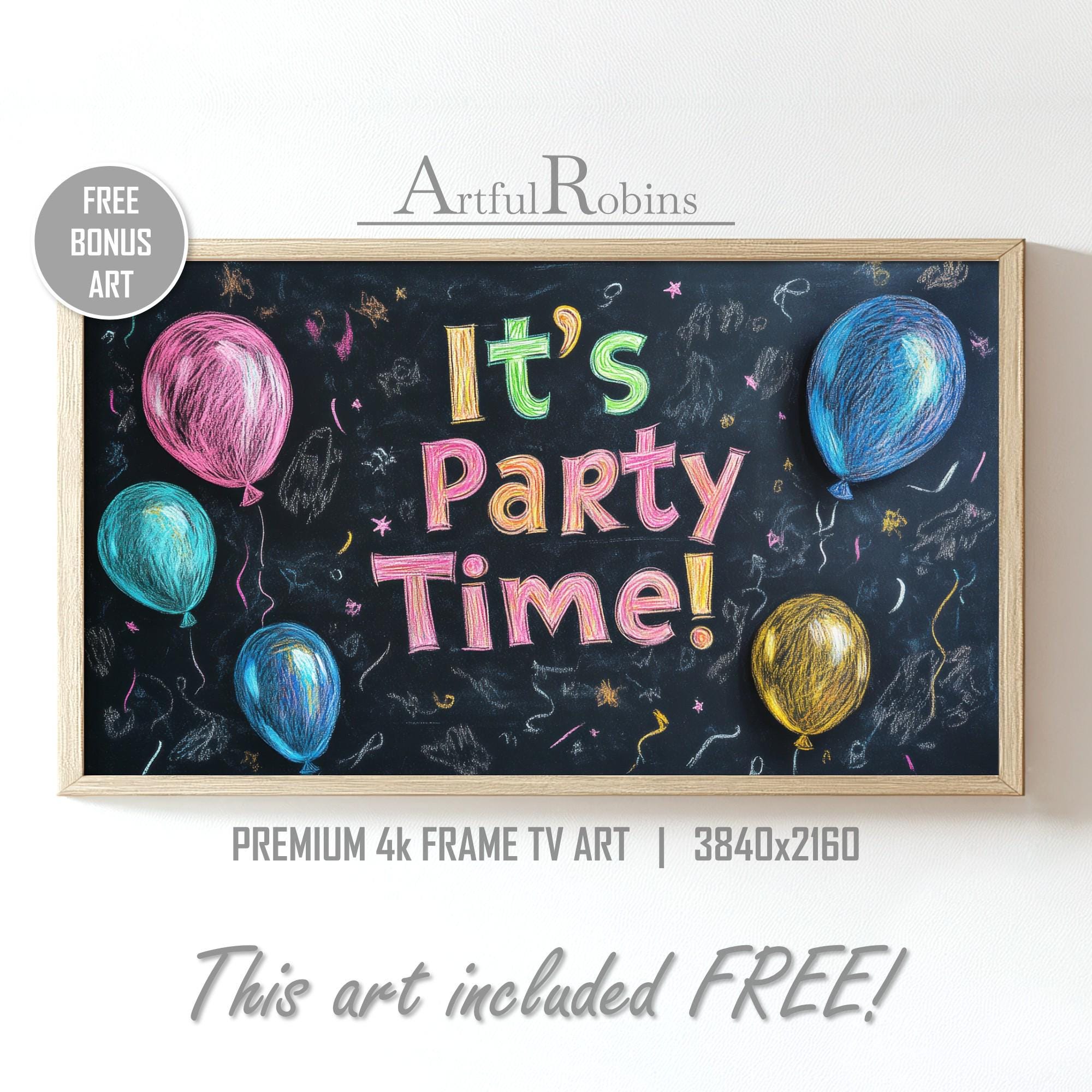 Happy Birthday Blackboard Balloons Chalkboard Frame TV Art | Perfect ...