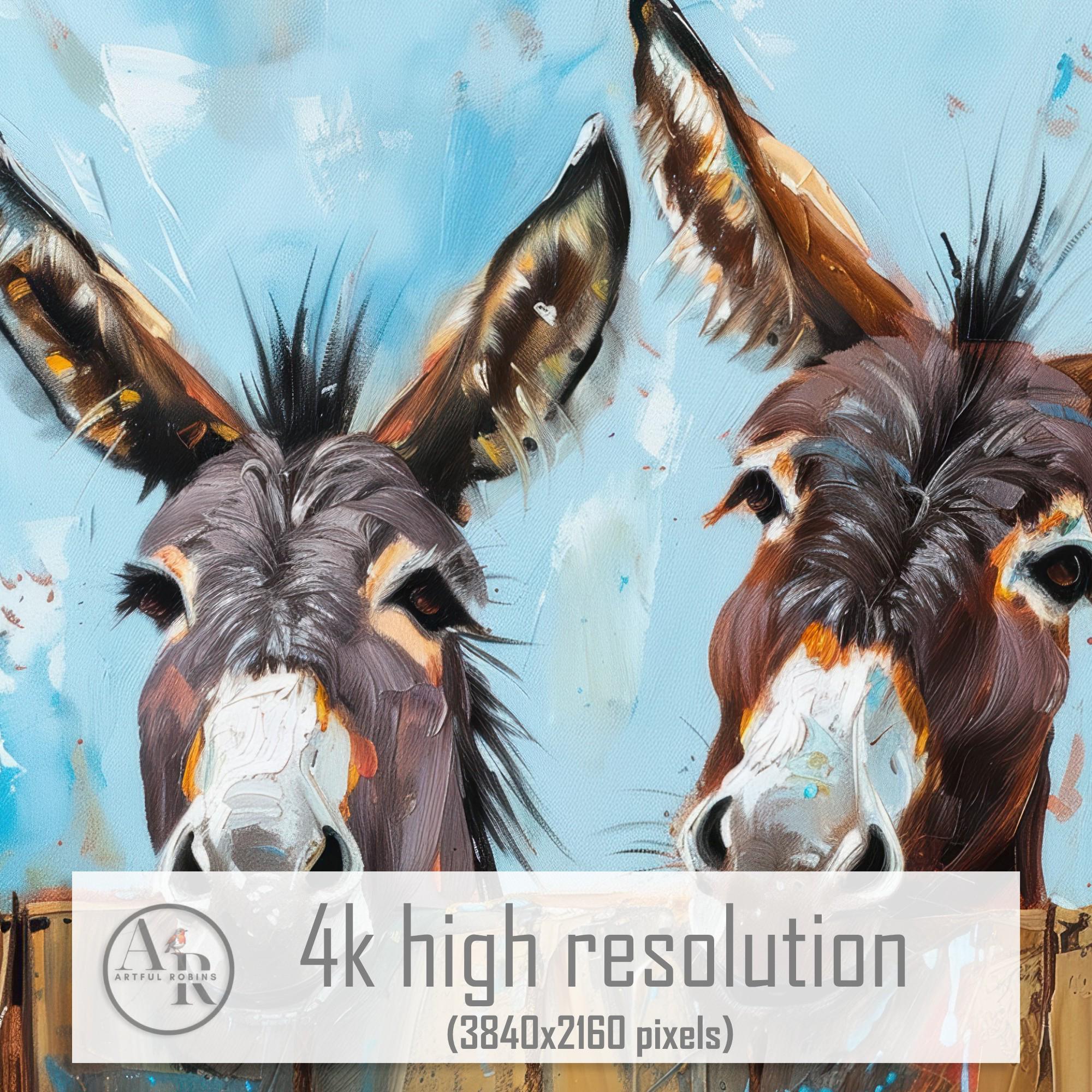Cute Donkeys FRAME TV ART | Charming Whimsical Farm Animal Lover Summer ...