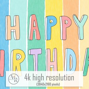 Pastel Rainbow Stripes Happy Birthday FRAME TV ART | Colourful Diverse ...