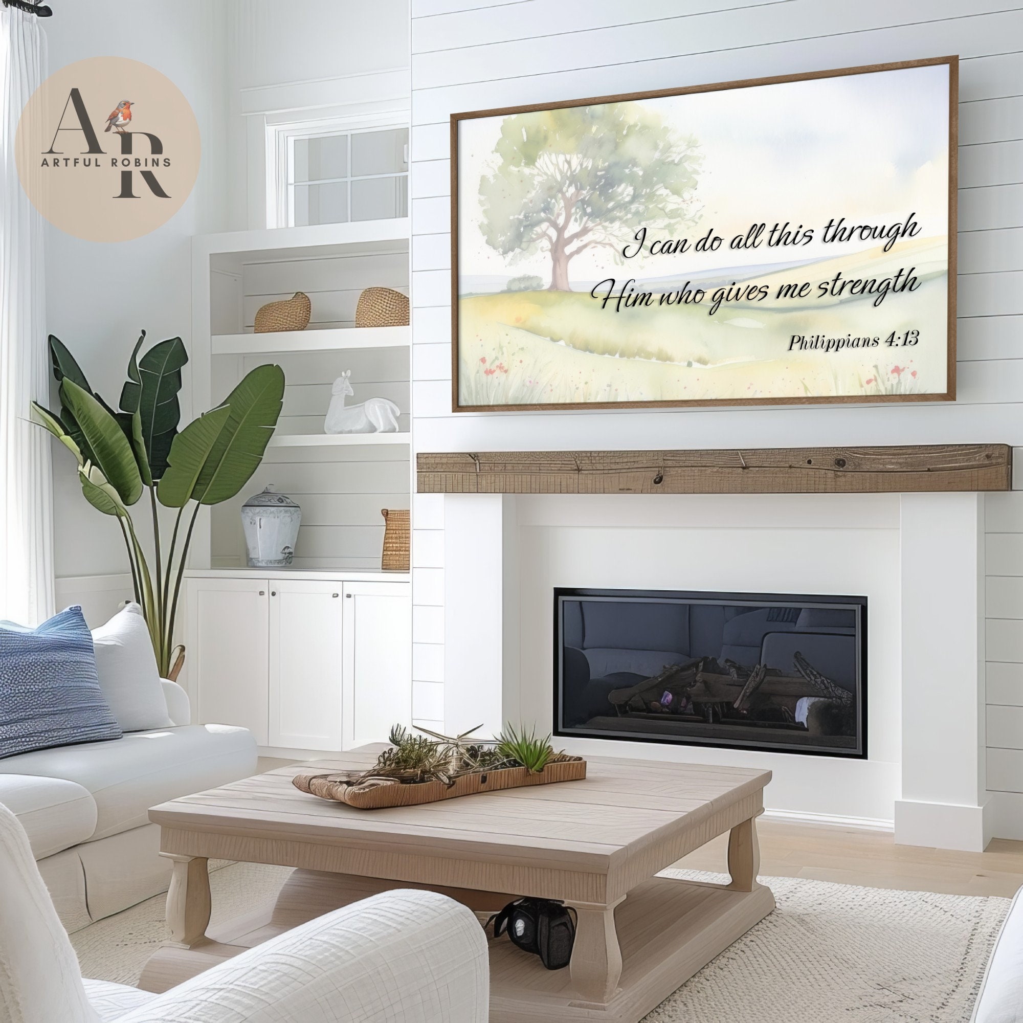 Frame TV Art Bible Verse Philippians 4:13 Him Who Gives Me Strength ...