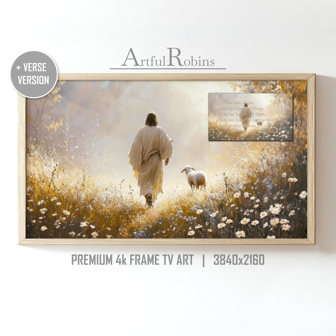 Jesus Leaves the 99 Frame TV ART: Set of 2 Artworks With Luke 15-4 ...