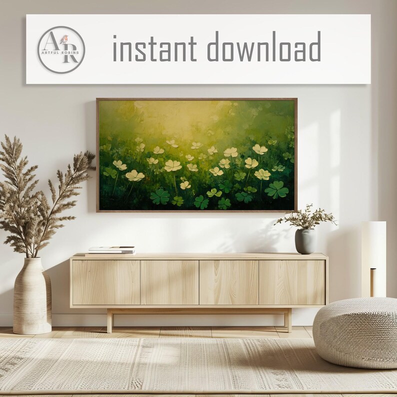 Shamrock Meadow FRAME TV ART | Green Clover Field Landscape | Emerald ...