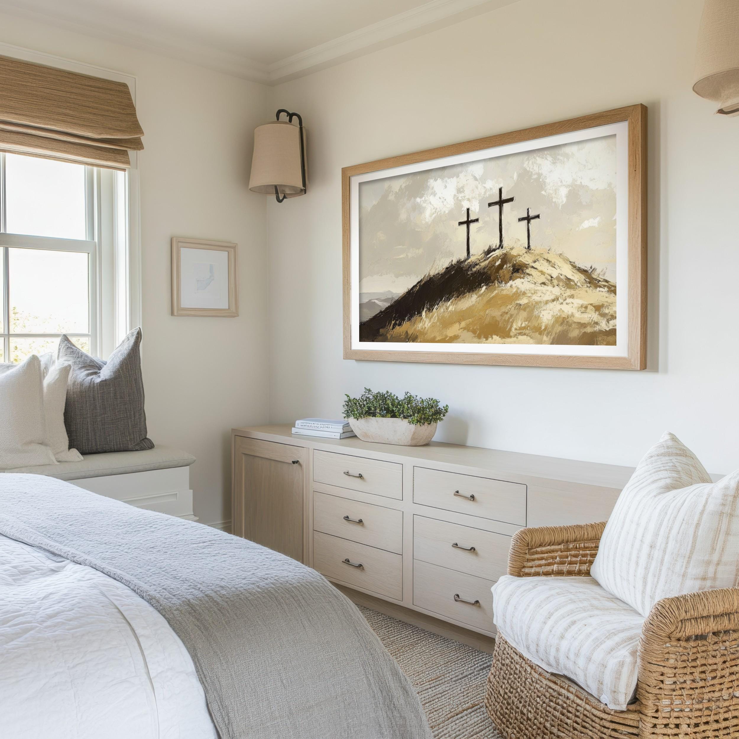 Three Crosses FRAME TV ART | Christian Easter Crucifixion Resurrection ...