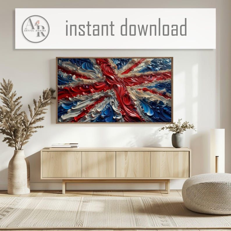 Abstract Union Jack Flag FRAME TV ART | British Uk Modern Contemporary ...