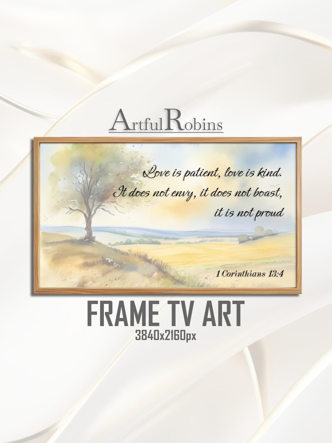 1 Corinthians 13:4 Bible Verse FRAME TV ART | Christian Religious ...