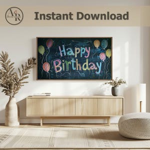 Happy Birthday Blackboard Balloons Chalkboard Frame TV Art | Perfect ...