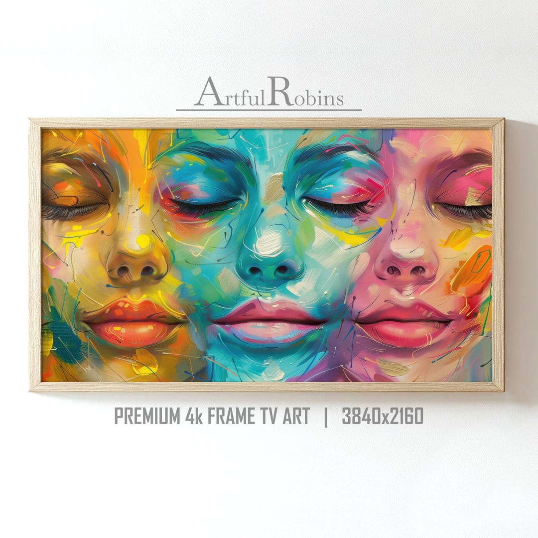 Abstract Female Faces Frame TV Pop Art | Colorful Modern Positive Vibes ...