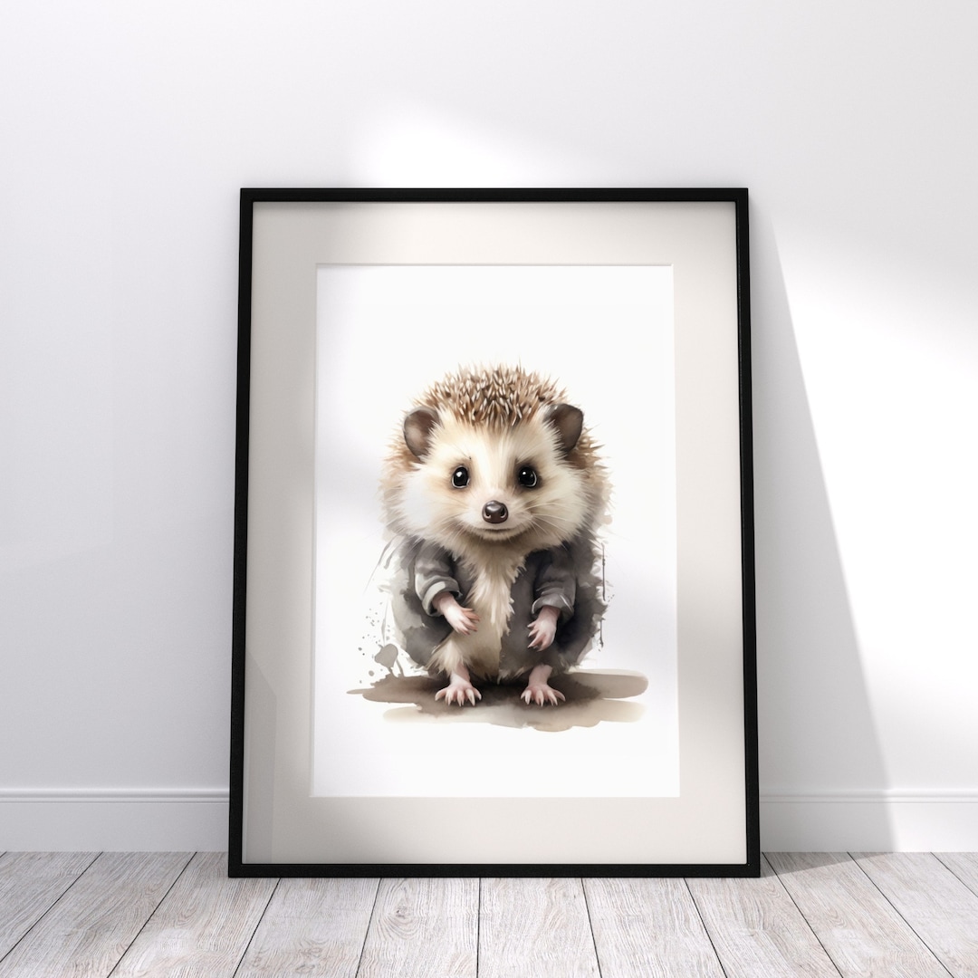 Hedgehog Printable Art, Cute Animal Art, Nursery Decor Digital Download ...