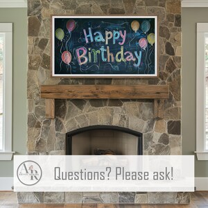 Happy Birthday Blackboard Balloons Chalkboard FRAME TV ART | Surprise ...