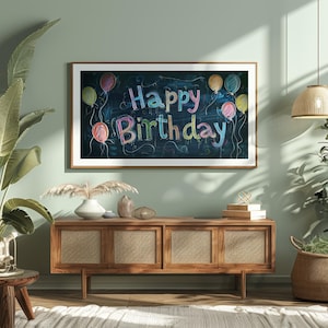 Happy Birthday Blackboard Balloons Chalkboard Frame TV Art Perfect ...