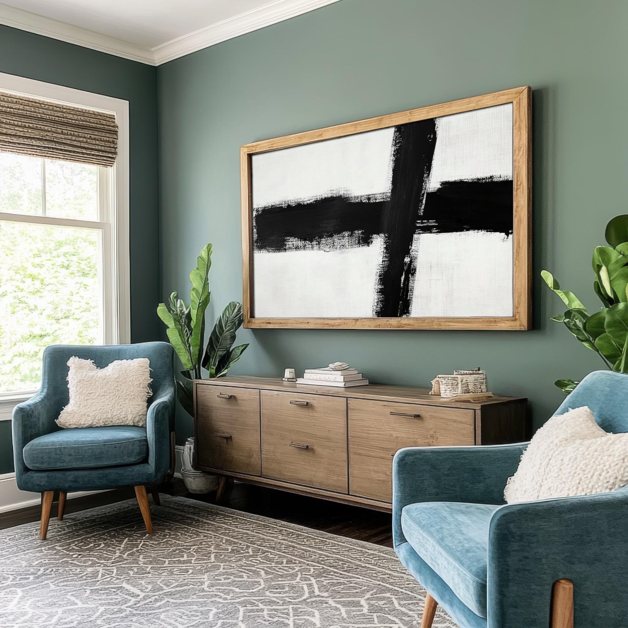 Modern Black Abstract FRAME TV ART | Black Textured Bold Brushstrokes ...