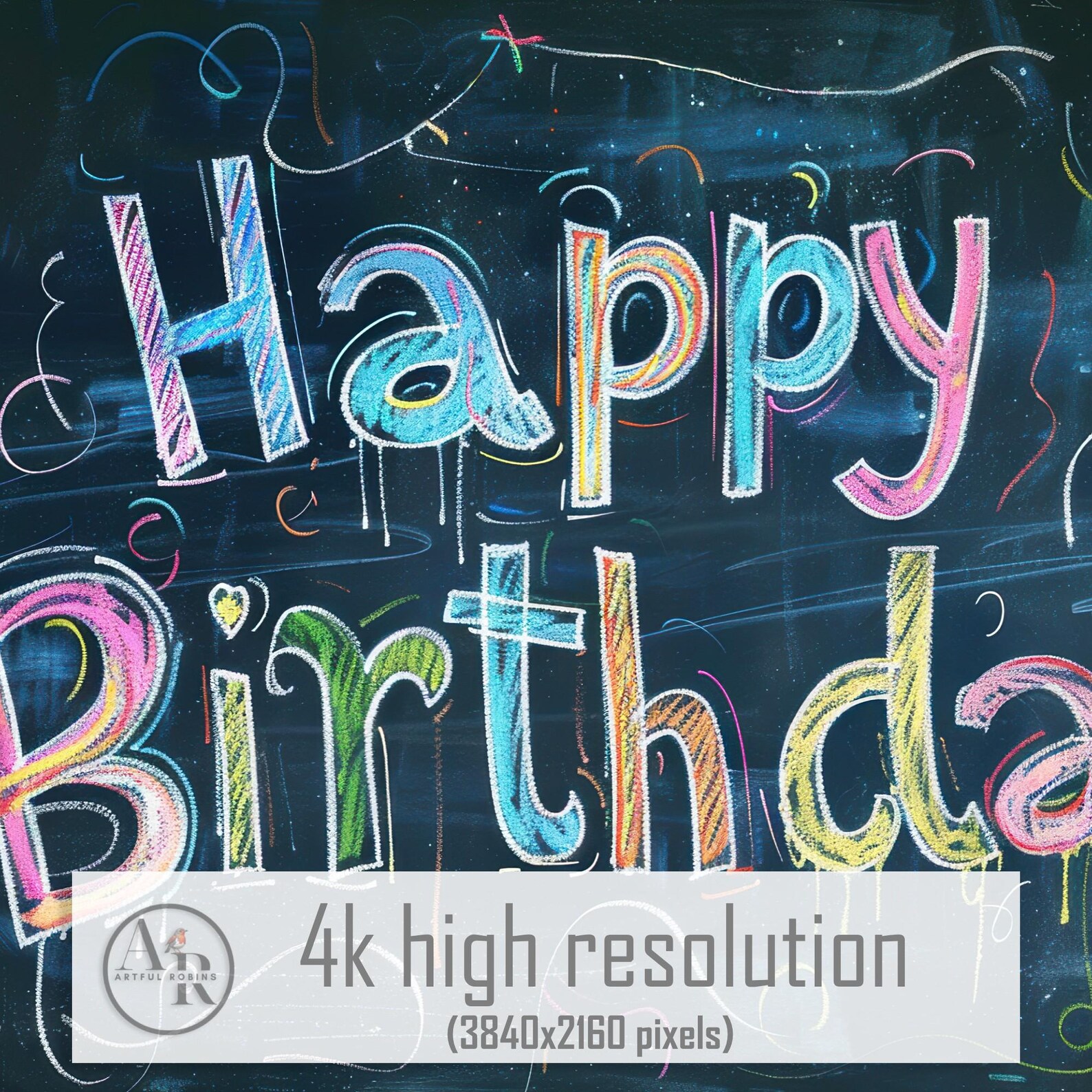 Happy Birthday Blackboard Balloons Chalkboard FRAME TV ART | Surprise ...