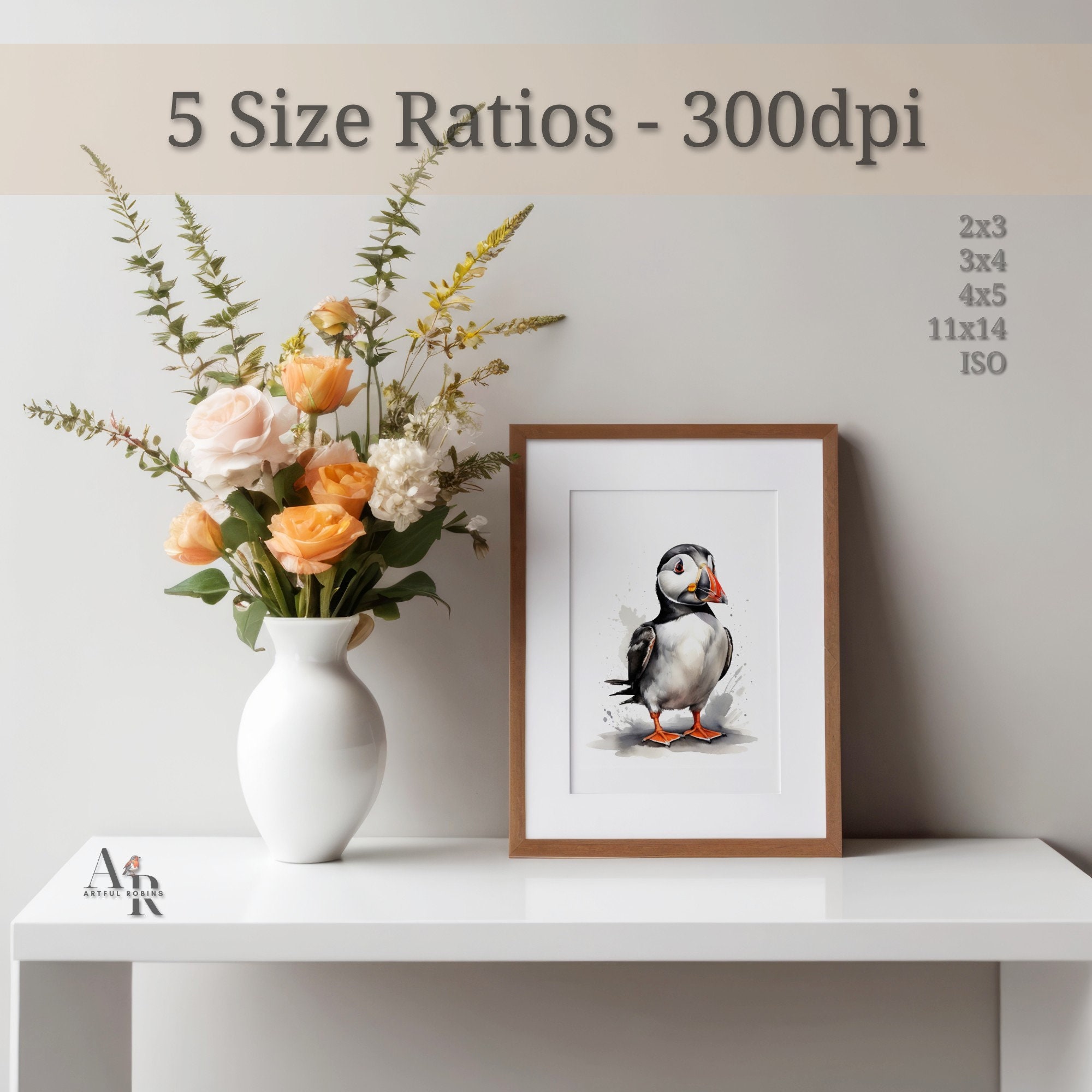 Puffin Wall Art, Puffin Printable Art, Cute Bird, Nursery Decor Digital ...