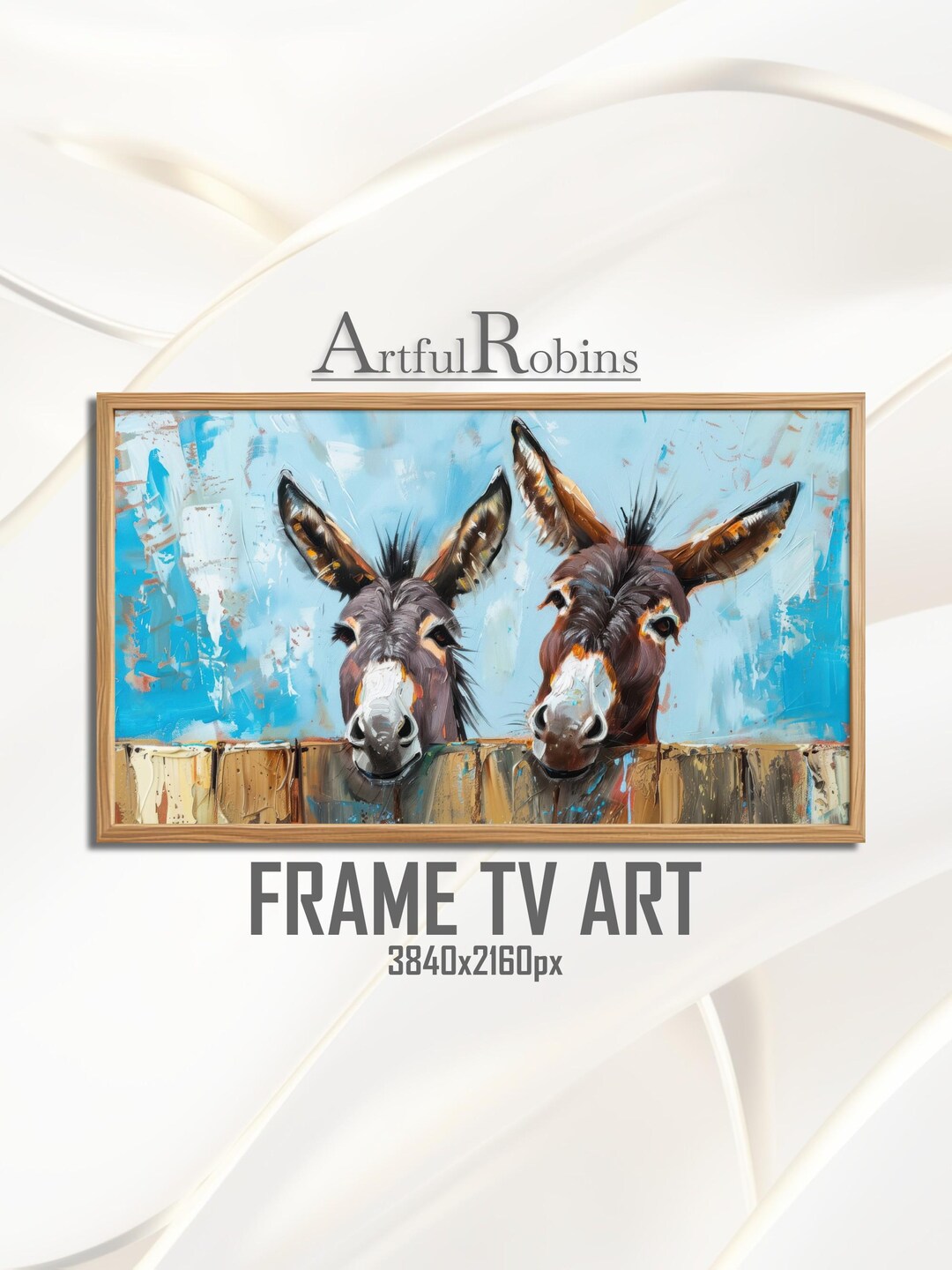 Cute Donkeys FRAME TV ART | Charming Whimsical Farm Animal Lover Summer ...