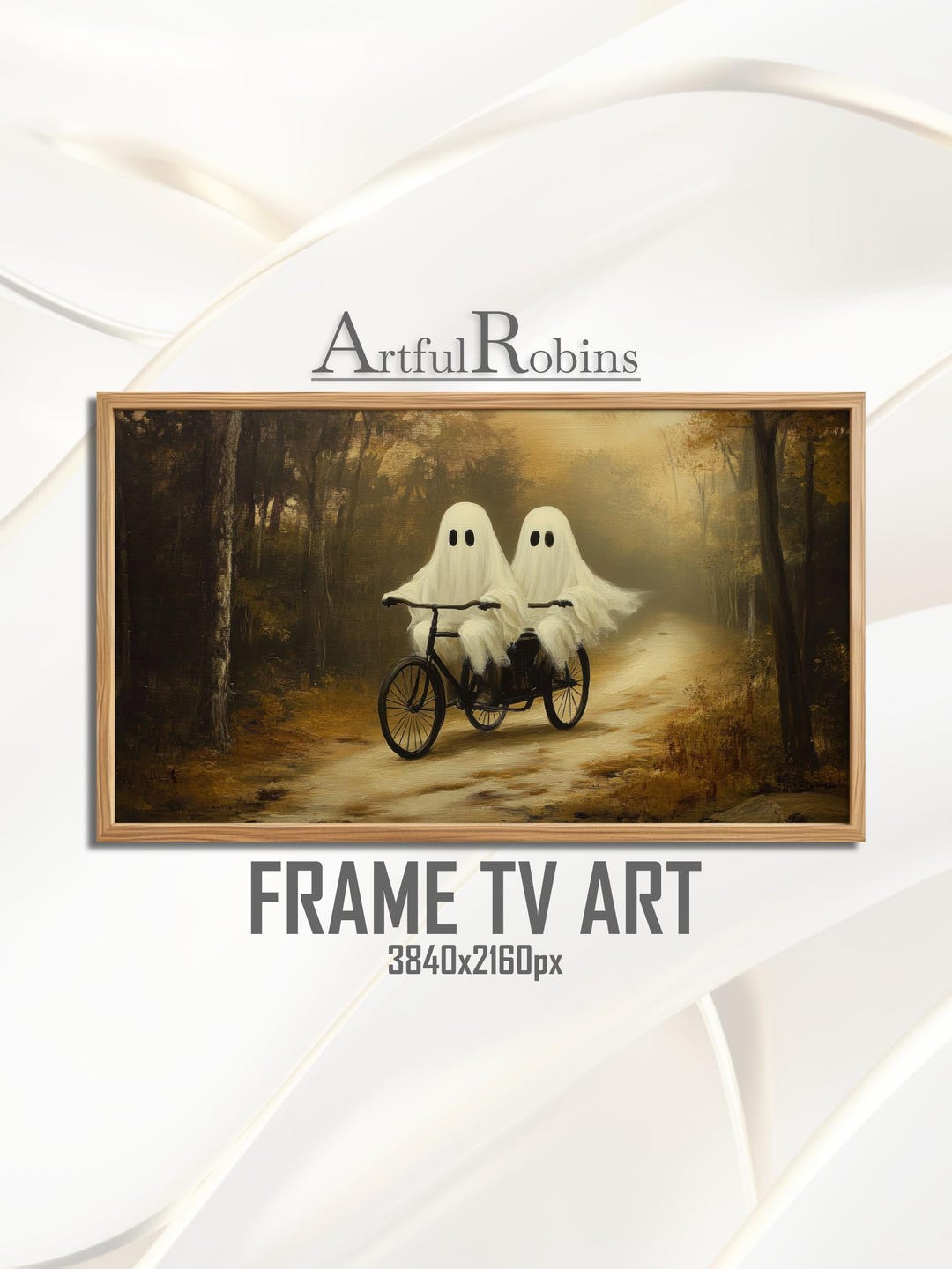 Halloween Ghosts on Tricycle FRAME TV ART | Trendy Spooky Vintage Style ...