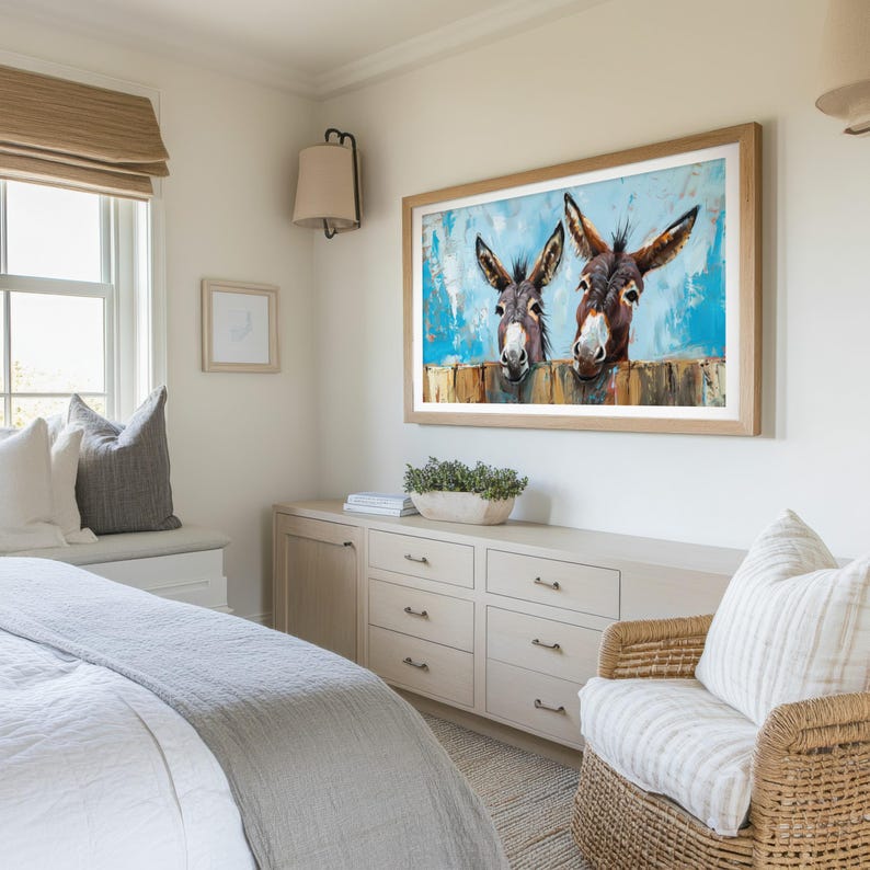 Cute Donkeys FRAME TV ART | Charming Whimsical Farm Animal Lover Summer ...