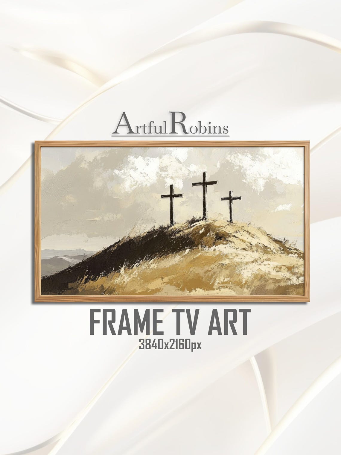 Three Crosses FRAME TV ART | Christian Easter Crucifixion Resurrection ...