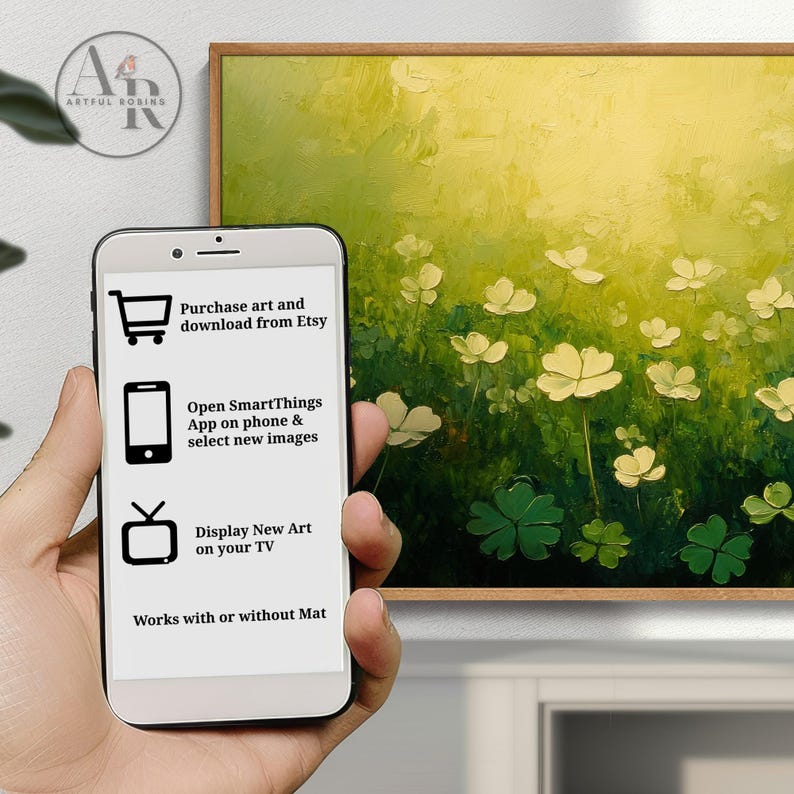 Shamrock Meadow FRAME TV ART | Green Clover Field Landscape | Emerald ...