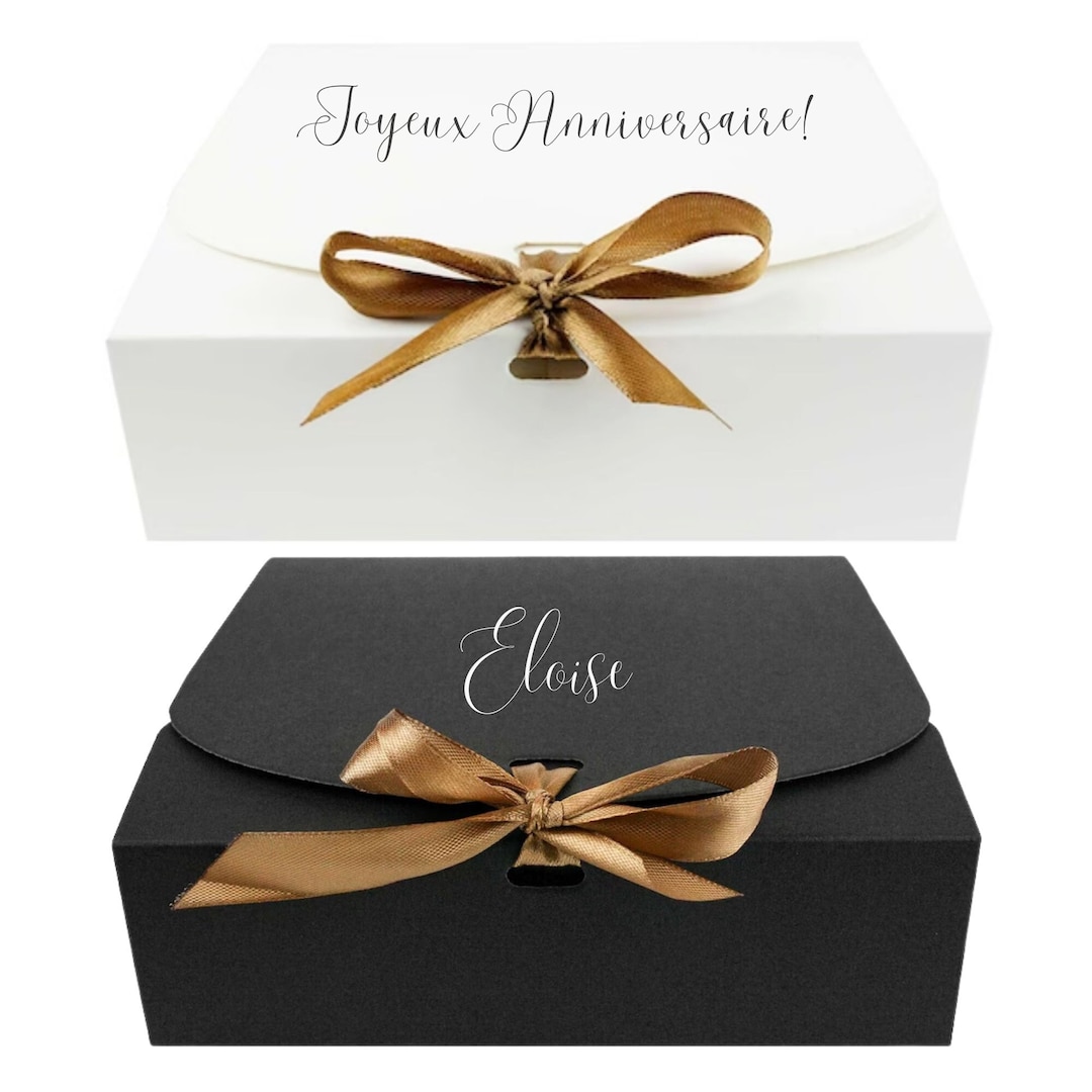 Customizable Gift Box With Satin Ribbon and Tissue Paper / Text of Your ...