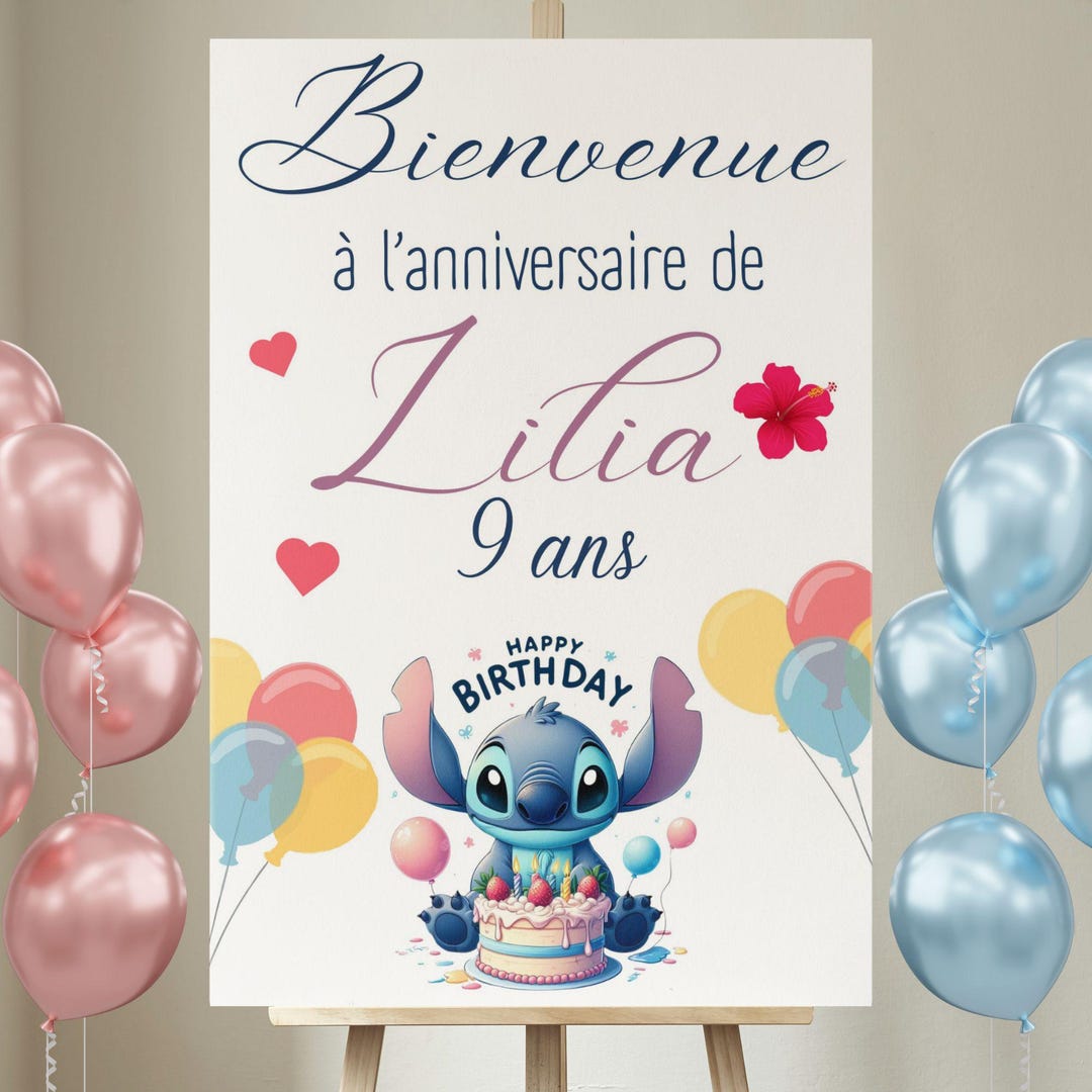 Personalized Stitch Welcome Birthday Poster With First Name and Age ...