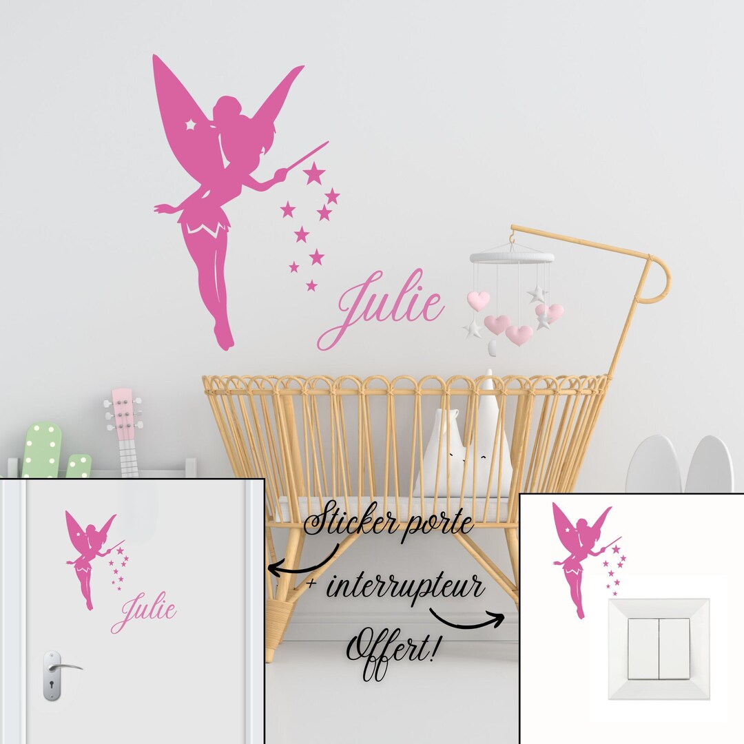 Personalized Tinkerbell Sticker 1 Meter Child's Name Decal Bedroom Wall ...