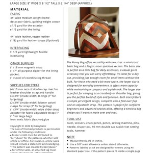 Renny Bag PDF Sewing Pattern (2 Sizes) - Easy Sewing Pattern - Etsy UK