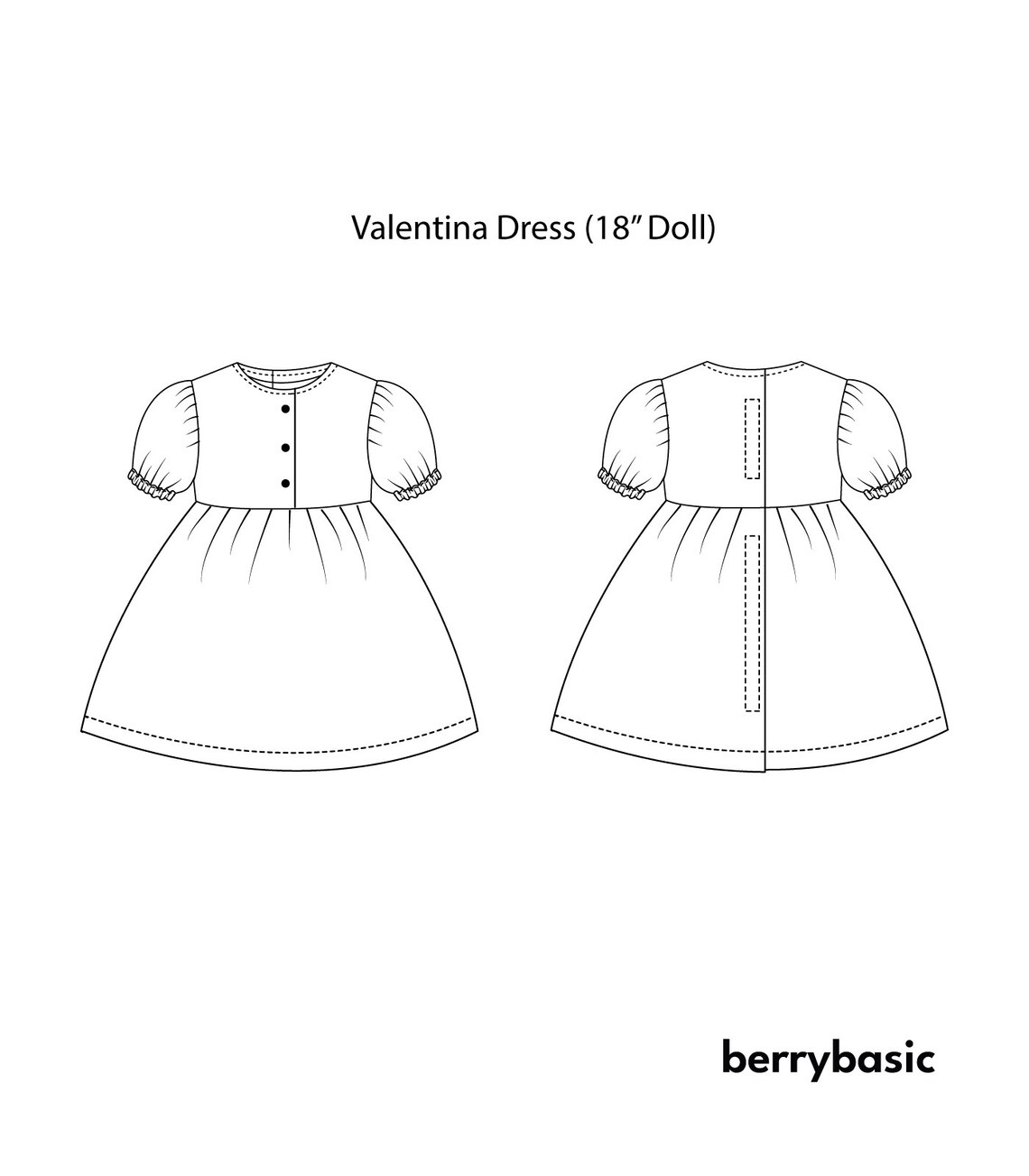 18 Doll Valentina Dress PDF Sewing Pattern american Girl Doll Body Size ...