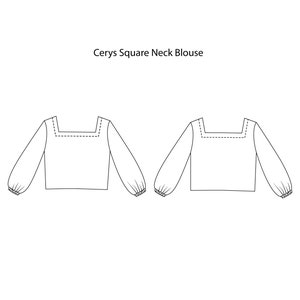 Cerys Square Neck Top PDF Pattern (A4, US Letter, A0, 36"x48" Printing ...