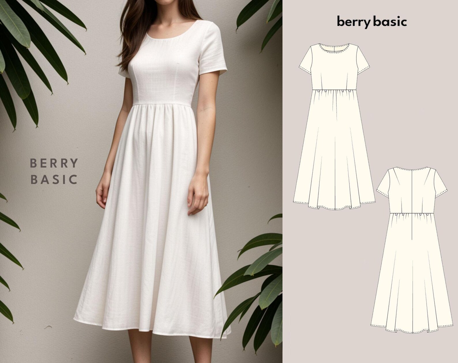 Hannah Dress PDF Sewing Pattern - 4 Kinds of Paper (A4, US Letter, A0 ...