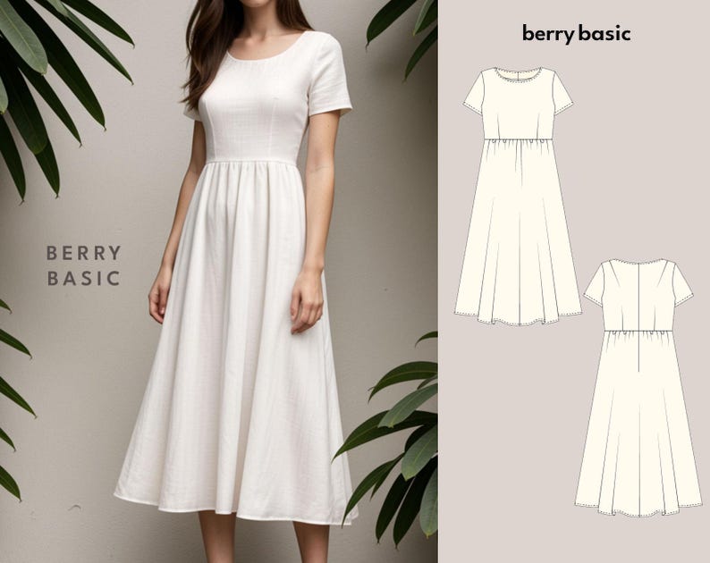 Hannah Dress PDF Sewing Pattern 4 Kinds of Paper A4, US Letter, A0 ...