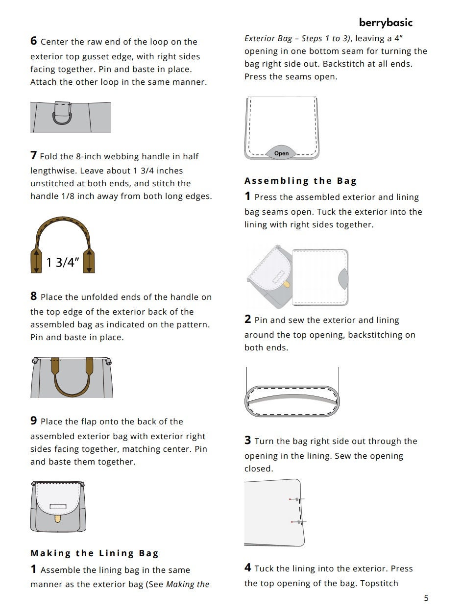 Noor Bag PDF Sewing Pattern 2 Sizes Easy Sewing Pattern - Etsy