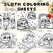 Fun Sloths Coloring Sheets Pack for Preschoolers Toddlers Simple ...