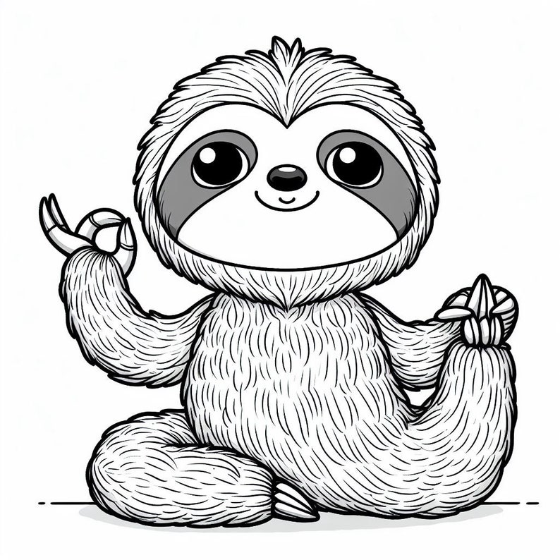 Fun Sloths Coloring Sheets Pack for Preschoolers Toddlers Simple ...