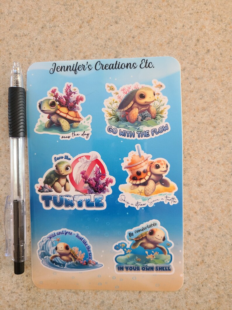 Cute Sea Turtle Sticker Sheet Turtle Lover Decal Decorate Notebook ...