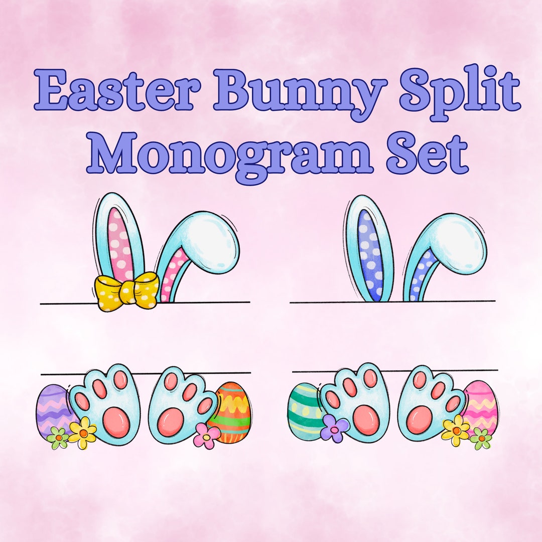 Easter Bunny Split Monogram PNG Cute Holiday Rabbit Sublimation for ...